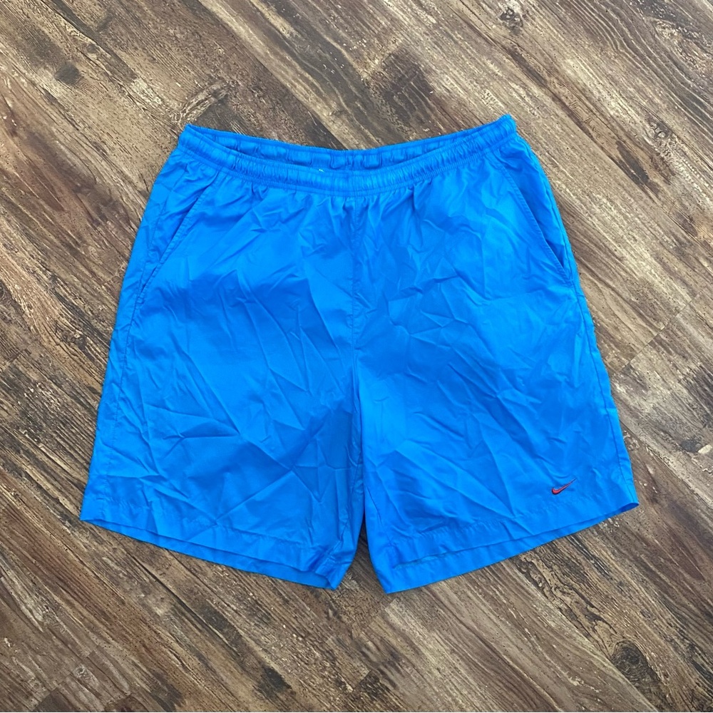 Vintage 2000s Light Blue Nike Red Check Shorts - Gem